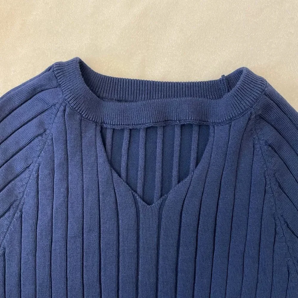 Unbranded | Sweaters | Royal Blue Cut Out Ribbed Sweater | Poshmark